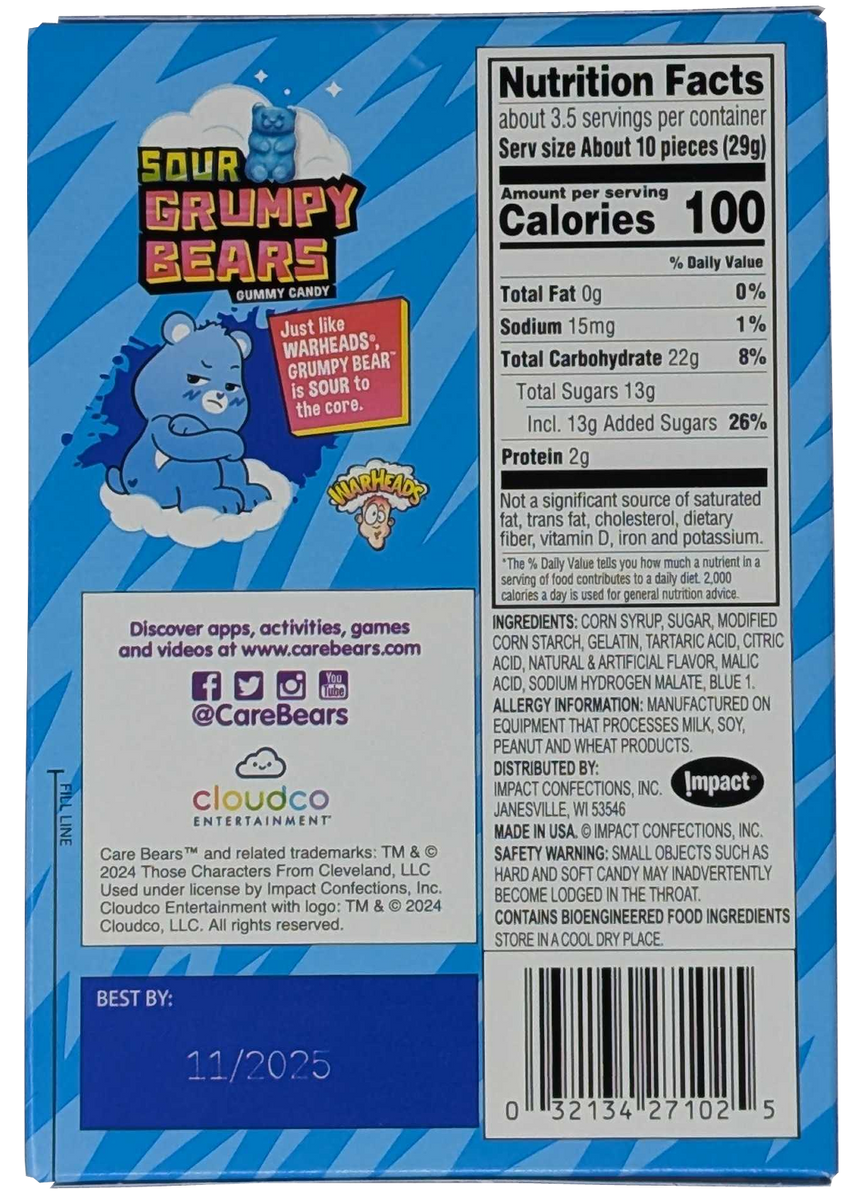 Warheads Care Bears Sour Grumpy Bears 3.5oz Theater Box – Sweets and Geeks