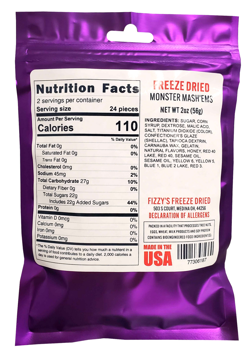 Freeze Dried Monster Mash'Ems - 2.0oz Peg bag – Sweets and Geeks