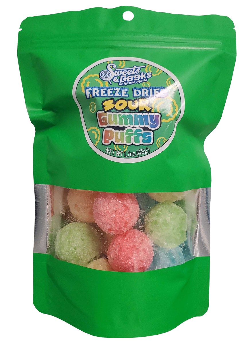 Freeze Dried Sour Gummy Puffs 1.7oz - Peg bag – Sweets and Geeks