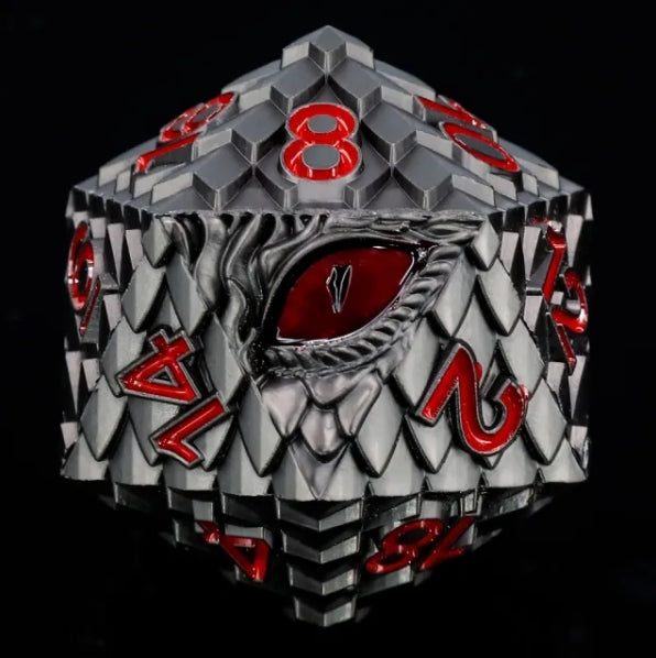 35mm D20 Dragon Eye (Black & Red) Dice – Sweets and Geeks