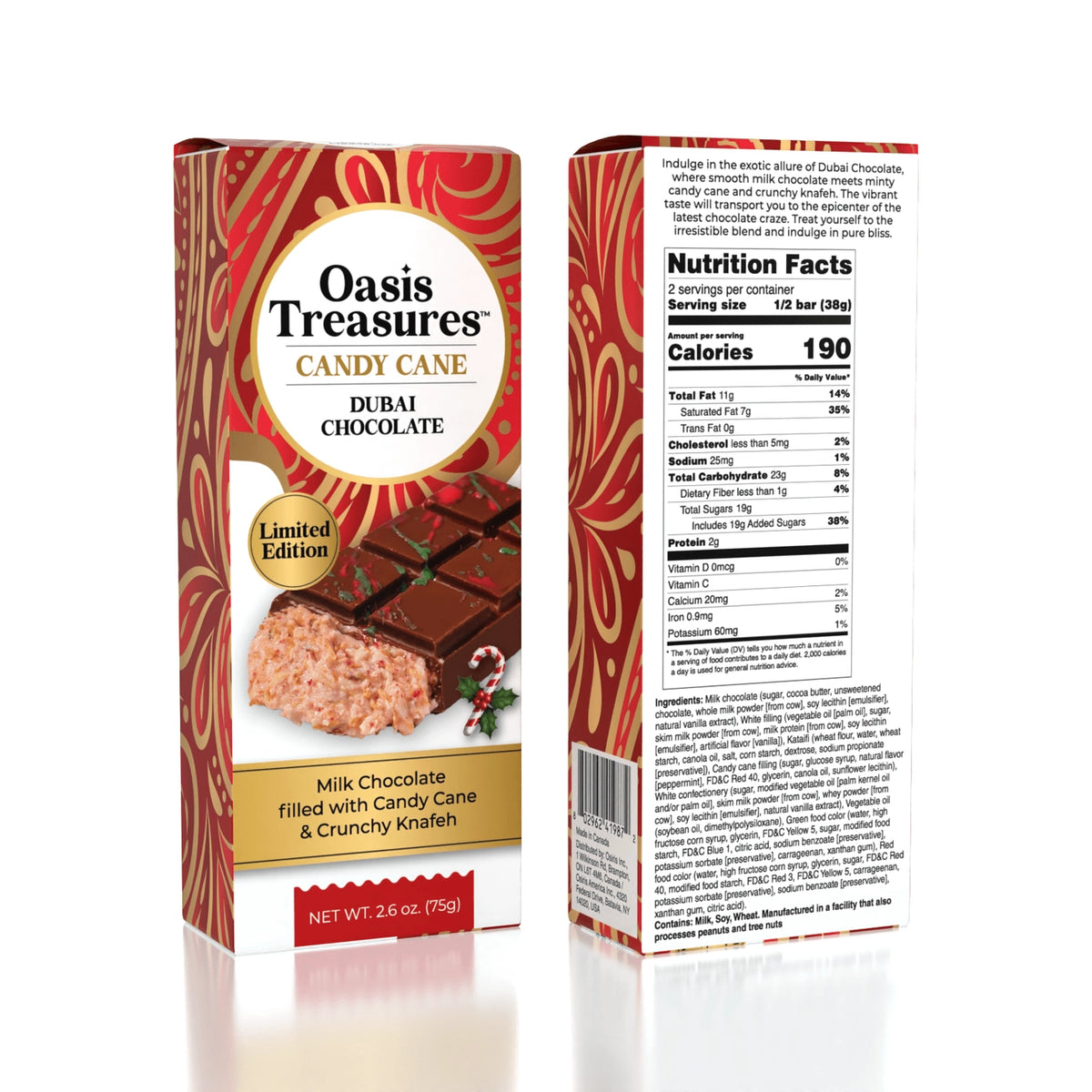 Oasis Treasures Dubai Chocolate Bar Candy Cane - 75g (SNG24) – Sweets ...