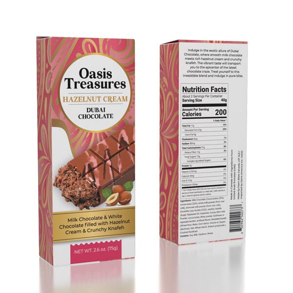 Oasis Treasures Dubai Chocolate Bar Hazelnut Cream - 75g (SNG24 ...