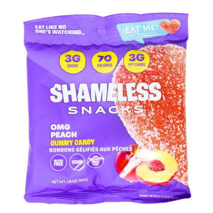 Shameless OMG Peach Gummy Candy Peg Bag - 1.8oz – Sweets and Geeks