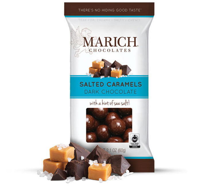 Marich Dark Chocolate Sea Salt Caramels 2oz Pouch (SNG12) – Sweets and ...