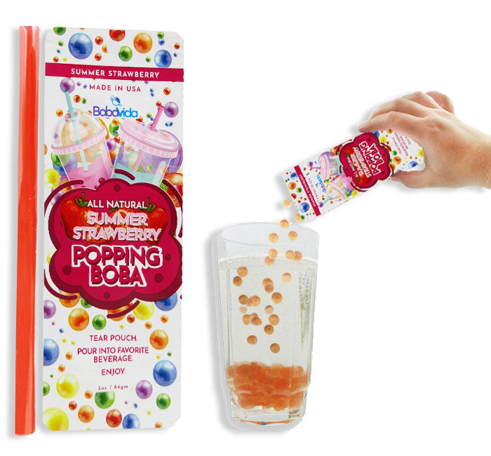 Popping Boba Single Serve Pouches- Summer Strawberry 3oz – Sweets and Geeks
