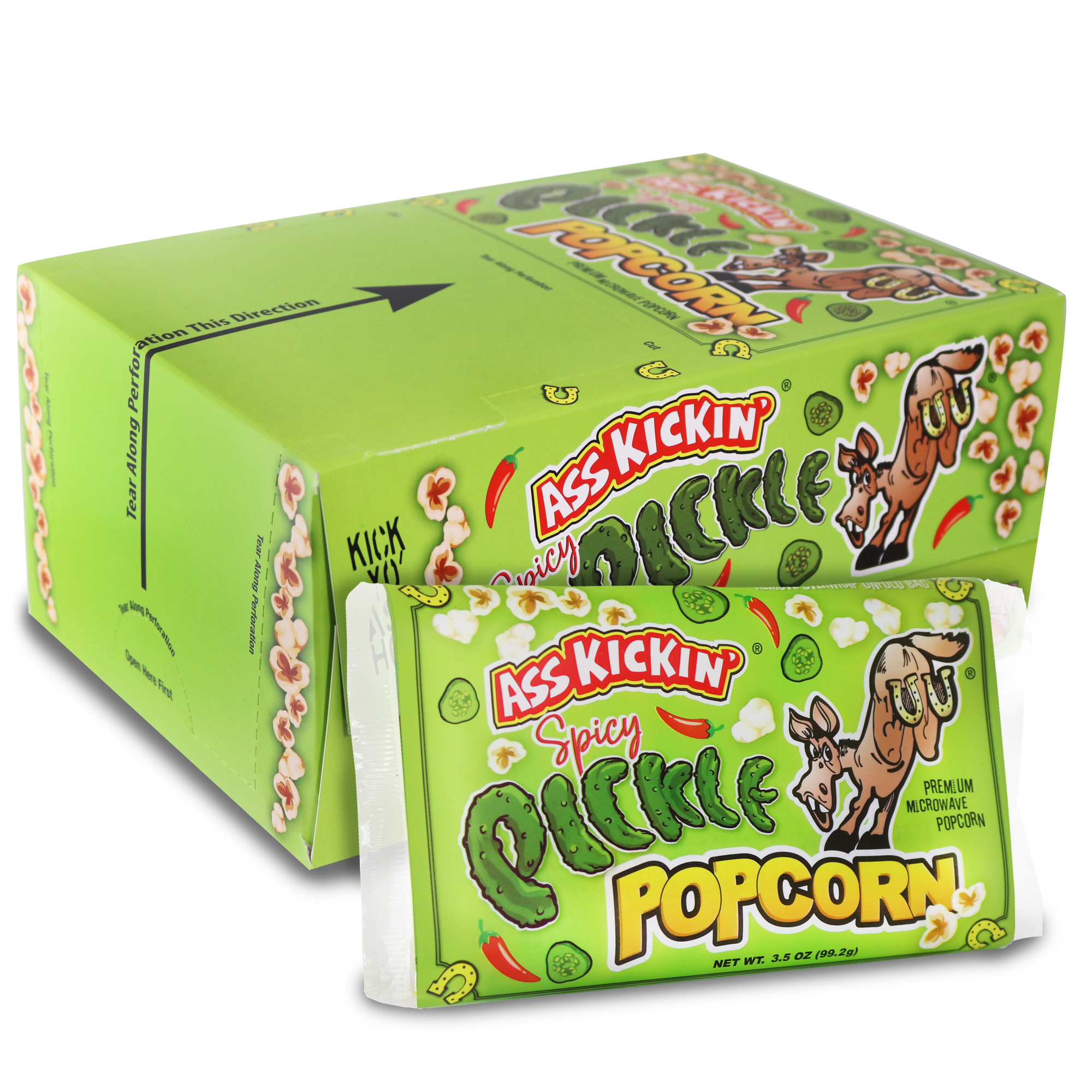 Ass Kickin' Spicy Pickle Popcorn 3.5oz Pouch (SNG12) – Sweets and Geeks