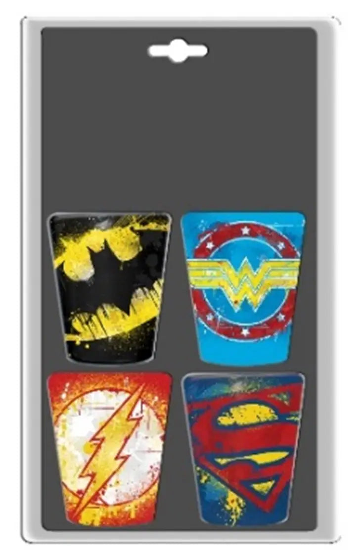 DC Splatter Paint Logo 4pc 1.5oz Plastic Mini Cup Set – Sweets and Geeks