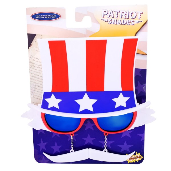 Uncle Sam Blue Lens Sunglasses with Beard | Sun-Staches – Sweets and Geeks
